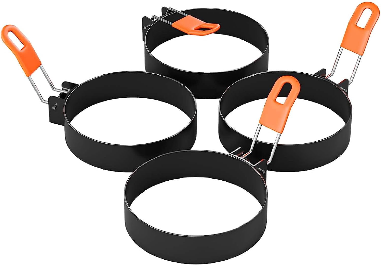 Egg Ring Round Stainless Steel Egg Cooking Rings with Orange Silicone ...