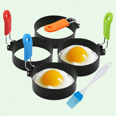 Non-Stick Silicone Egg Rings, Set of 4, Multicolor, Perfect for Fried ...