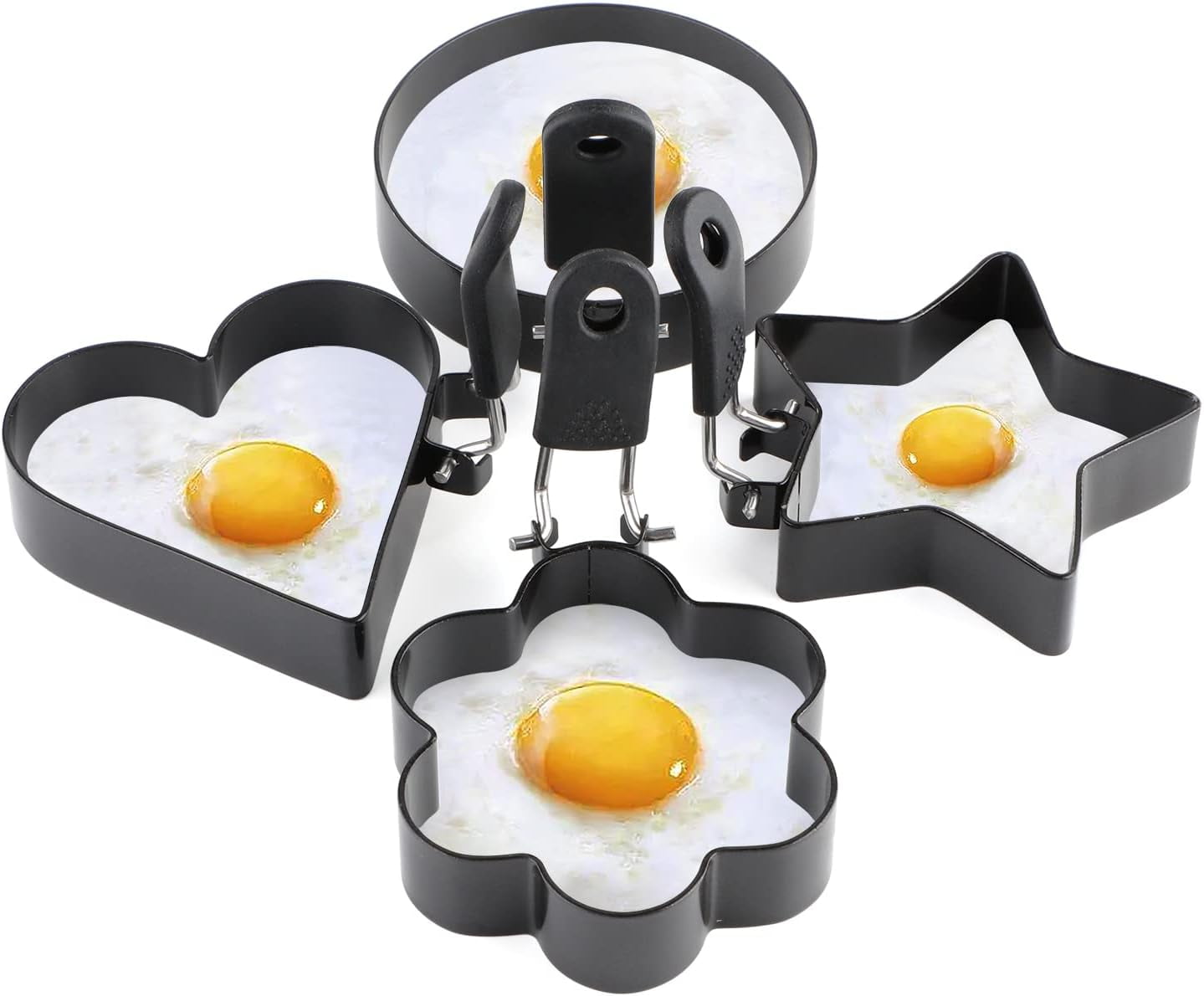 Egg Rings for Frying Eggs Nonstick 4 Packs Egg Ring Stainless Steel ...