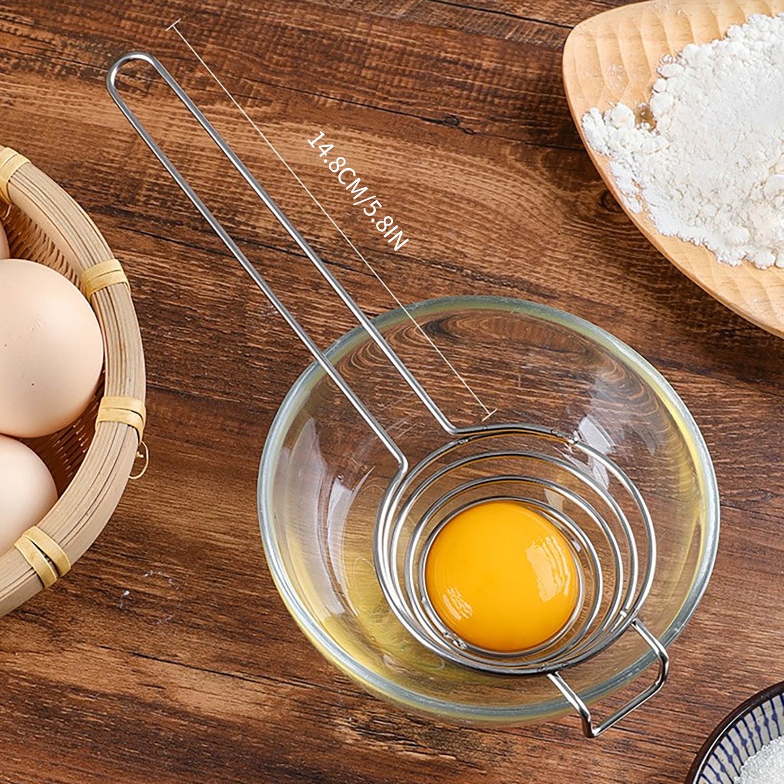 Egg Separator, Stainless Steel Egg Yolk White Separator, Long Handle ...