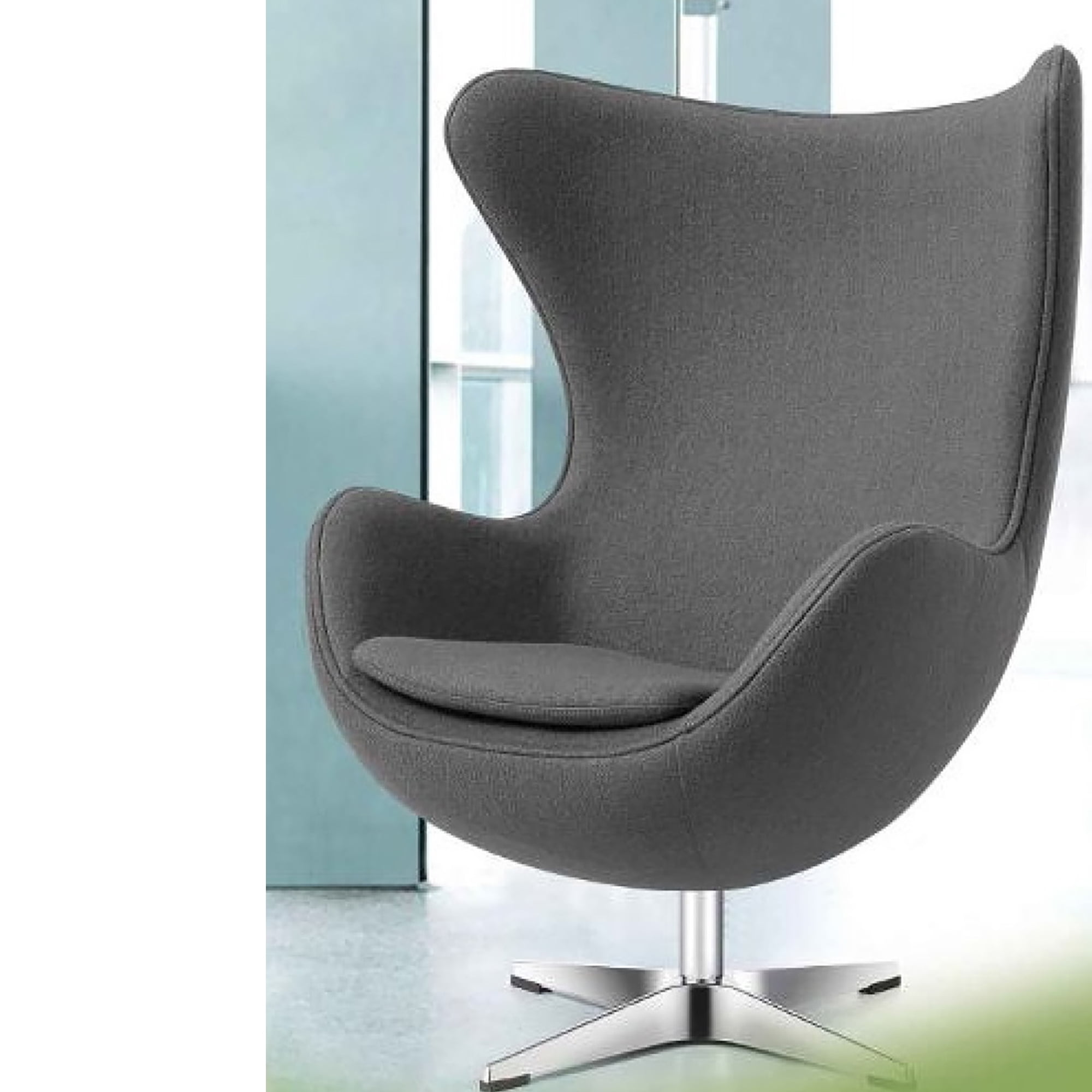 "Egg Shaped Chair in Grey Fabric for Living Room - Comfortable ...