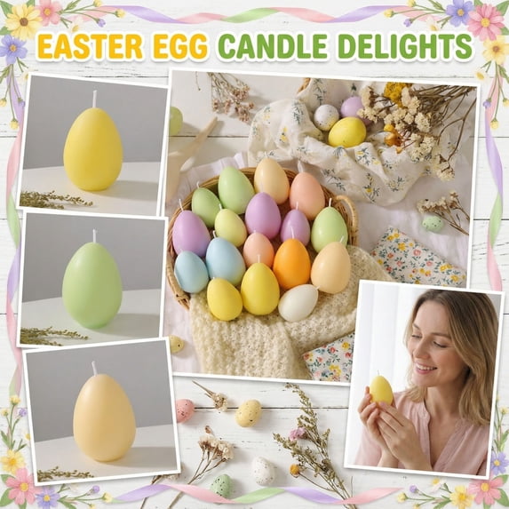 Egg Shaped Decorative Candle Unscented Pillar Candle for Table ...