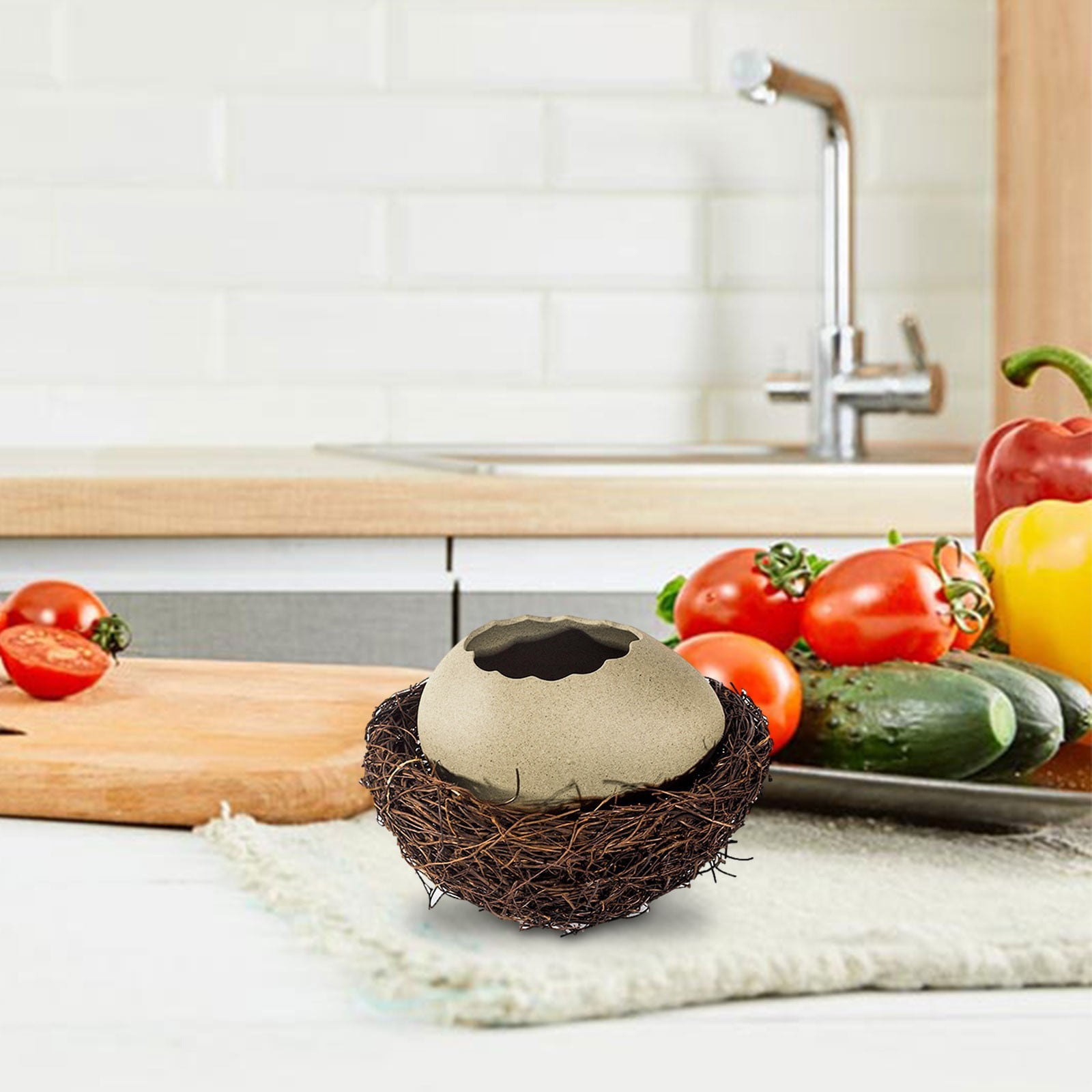 Egg Shell Bowl with Bird Nest, Vase Net Red Barbecue Shop Dessert Bird ...