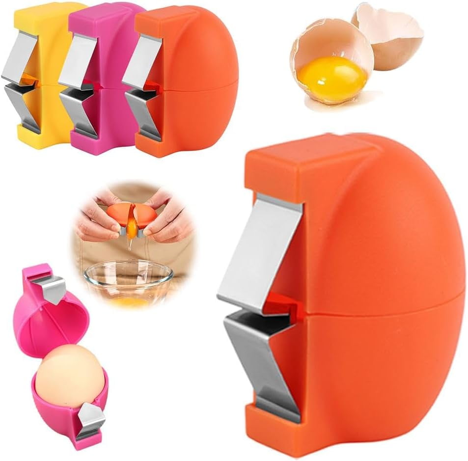 Egg Shell Opener Egg Separator for Raw Eggs, Upgraded Stainless Steel Egg Cutter Egg Cracker ...
