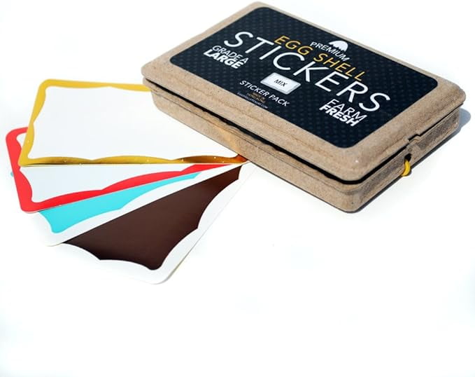 Egg Shell Sticker Wavy Border Mixed Blanks Pack - 80pcs Unremovable ...