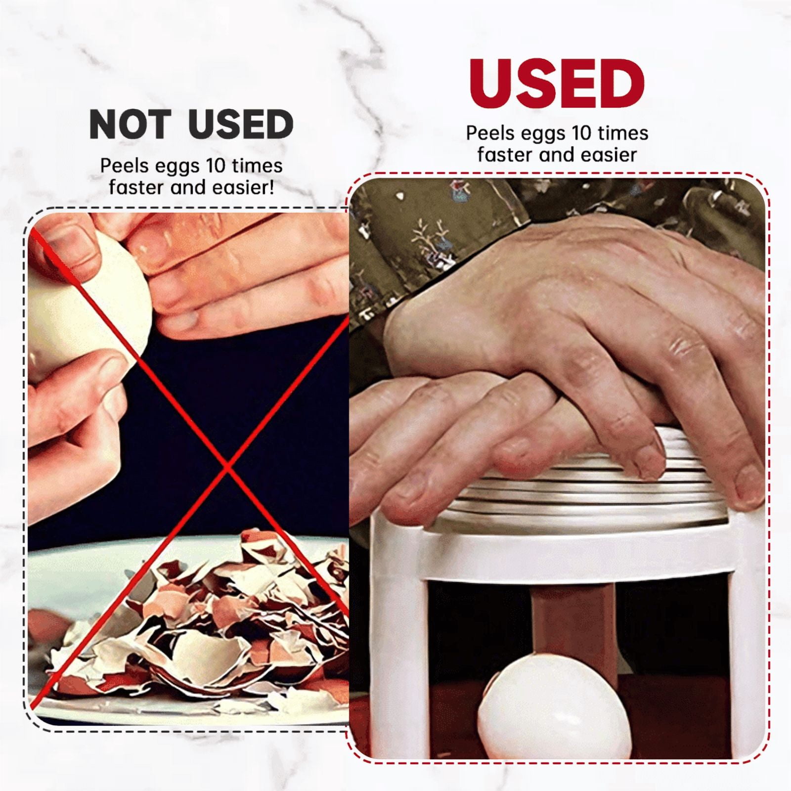 Egg Sheller – Instant Hard-Boiled Egg Peeler Tool, 3-Step Shell Remover ...