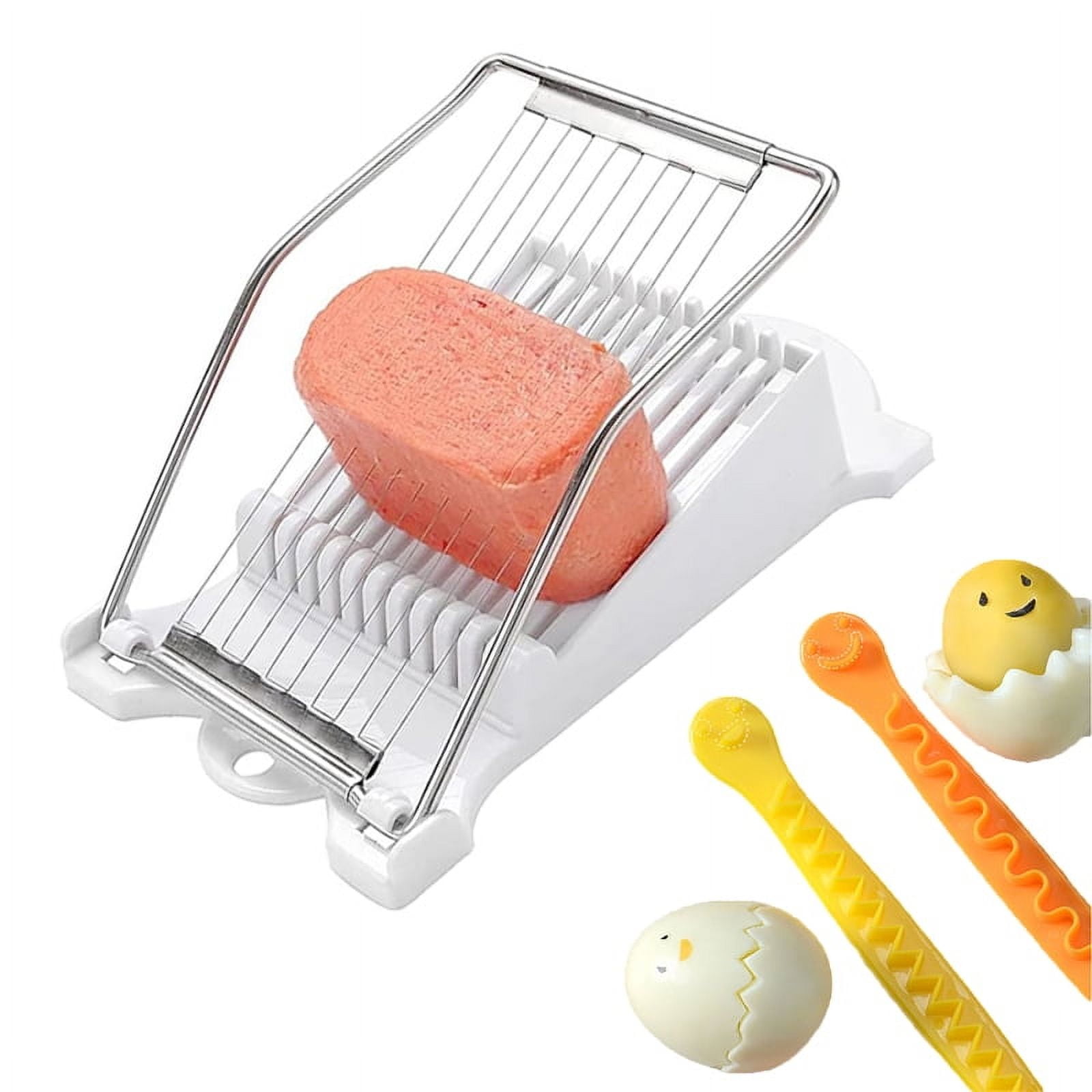 Egg Slicer, Spam Luncheon Meat Slicer with 2 PCS Wavy Shaped Egg Cutter ...