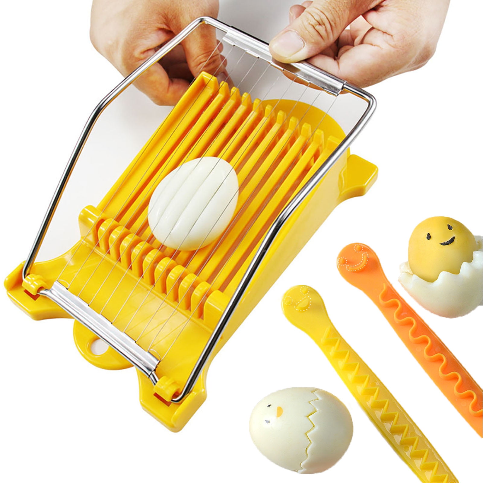 Egg Slicer, Spam Slicer with 2 PCS Wavy Shaped Egg Cutter for Hard ...