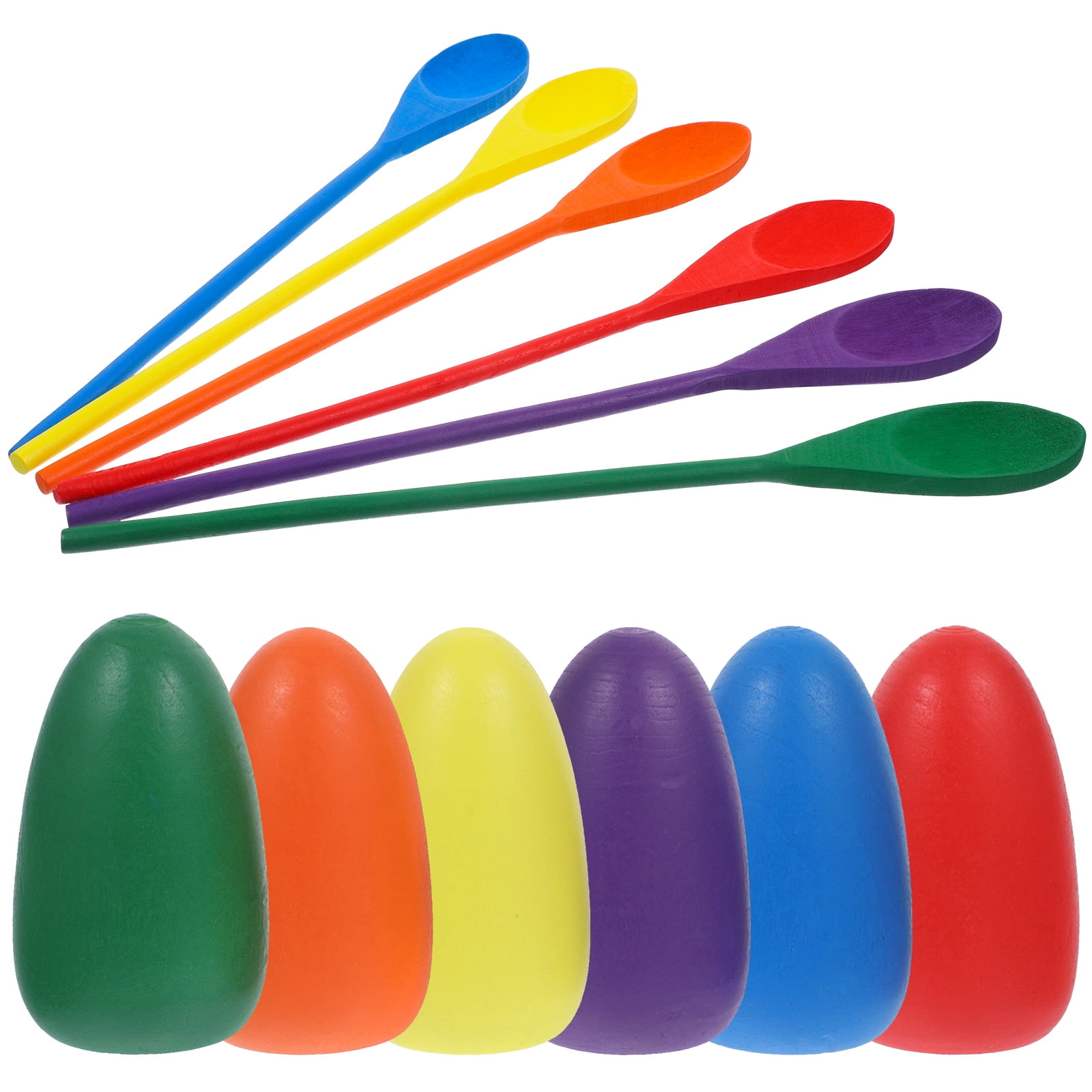 Egg Spoon Race Game Sets 6pcs Wooden Egg Game Relay Race Games Party ...