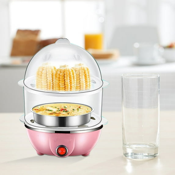 Egg Steamer, Food Warmer, Double Layer Electric Cooker, 350W Stainless ...