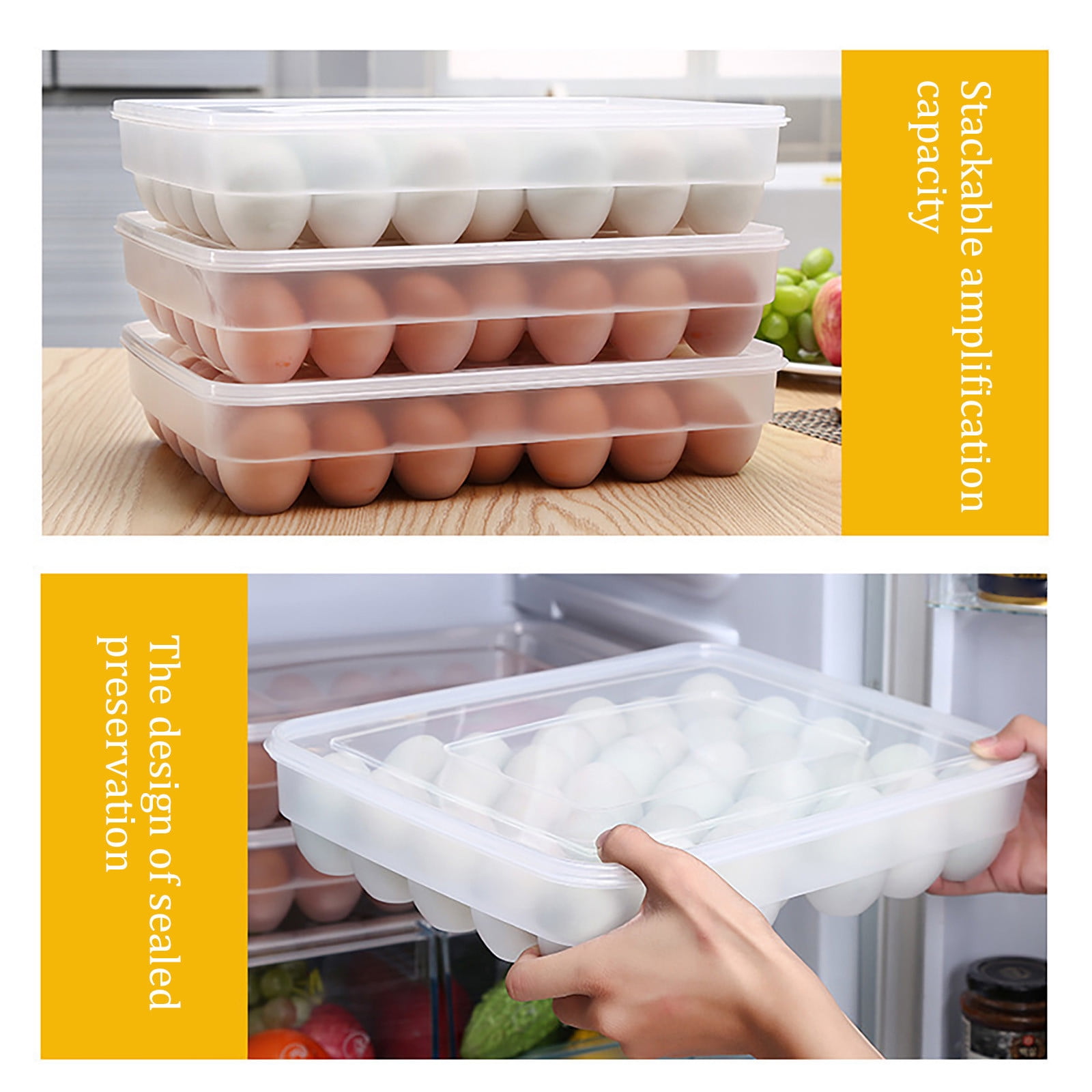 Egg Storage Box 34 Compartment Refrigerator Egg Organizer | Large ...