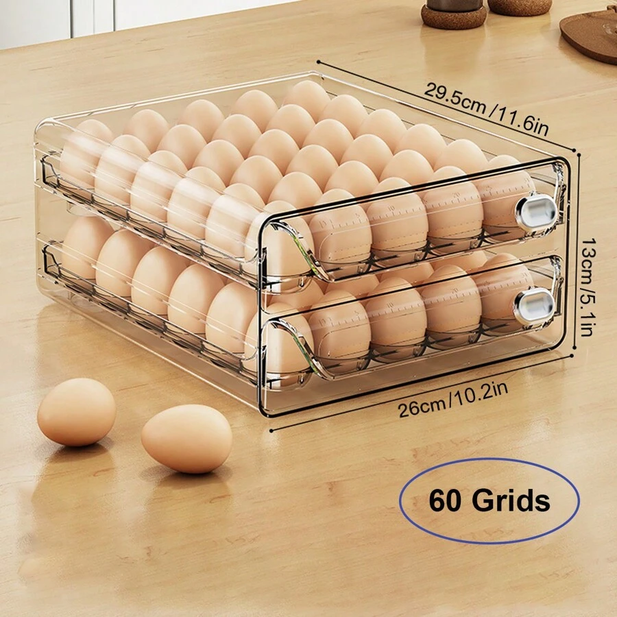 Egg Storage Box,60 Grid Stackable PET Egg Storage Set,Multi-Layer Egg ...