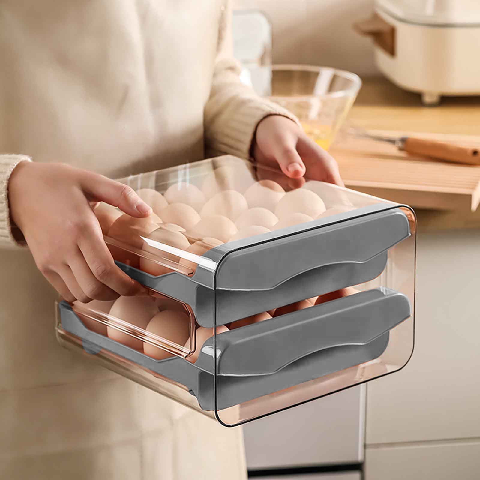 Egg Storage Box, Egg Storage for Refrigerator, Stable Stackable Egg ...
