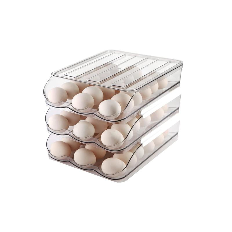Egg Storage Organizer Auto Rolling Egg Holder Plastic Fridge Egg Tray ...
