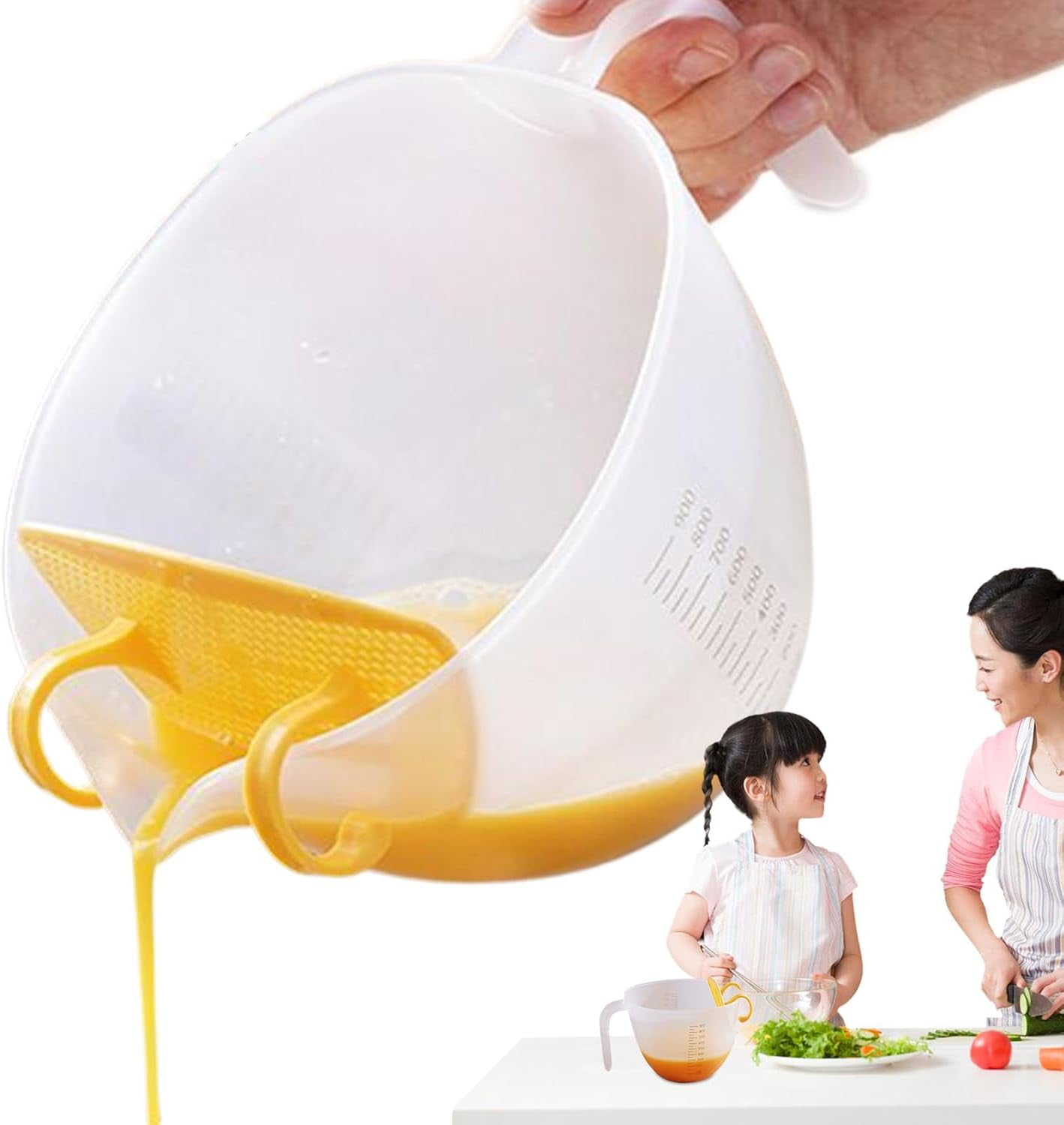 Egg Strainer Measuring Cup - 1000ml Funnel Measuring Cup with Baffle ...