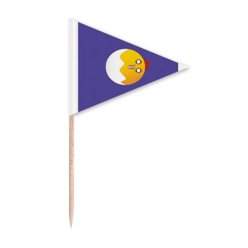 Egg Surprised Lovely Face Cartoon Toothpick Triangle Cupcake Toppers ...