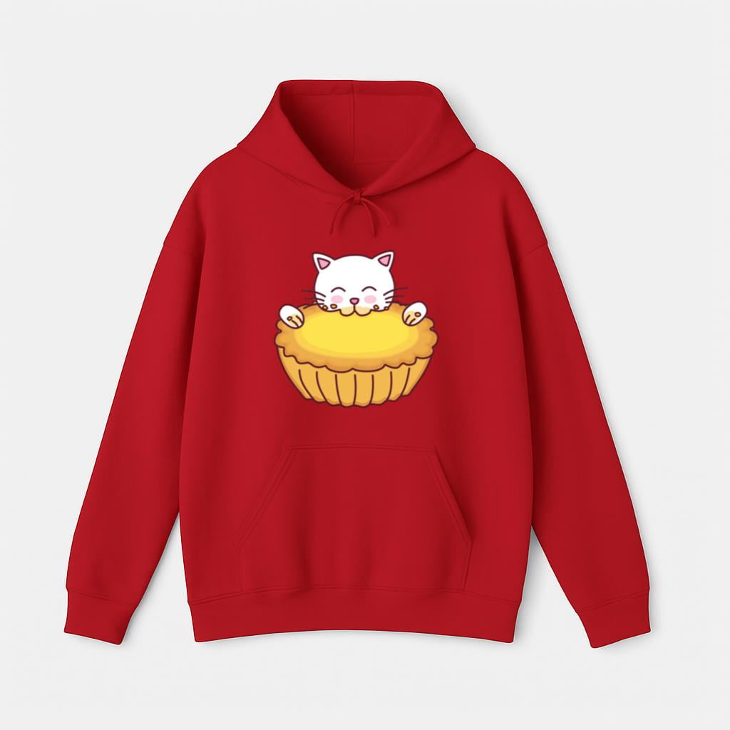 Egg Tart Cat Cute Retro Dessert Pet Lover Graphic Themed Pullover Style ...