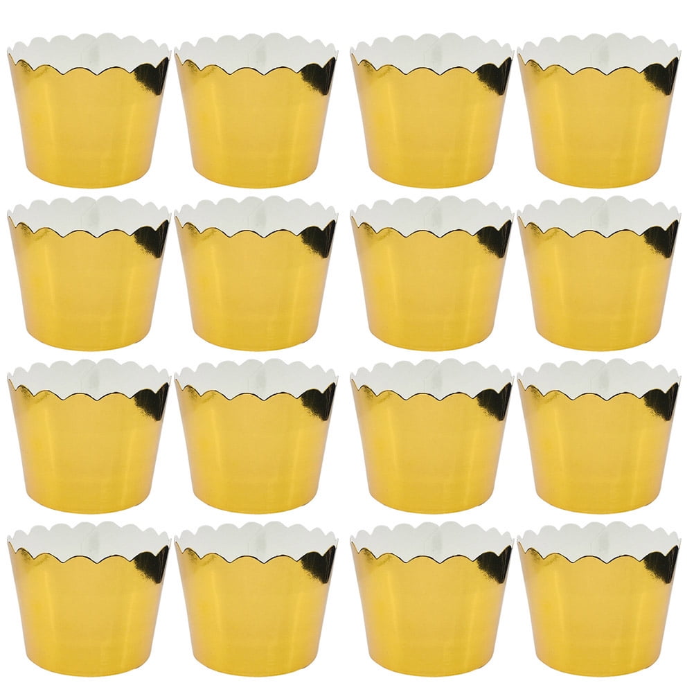 REOFLYUP Paper Cake Cup Golden for Festival 100Pcs 2.4x2.4x1.6In ...