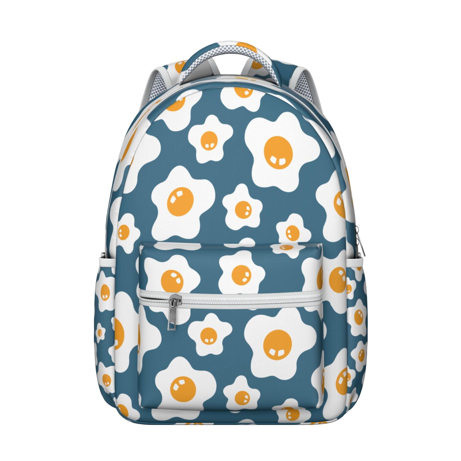 Egg-Themed Student Backpack - Spacious College Bookbag, Lightweight ...