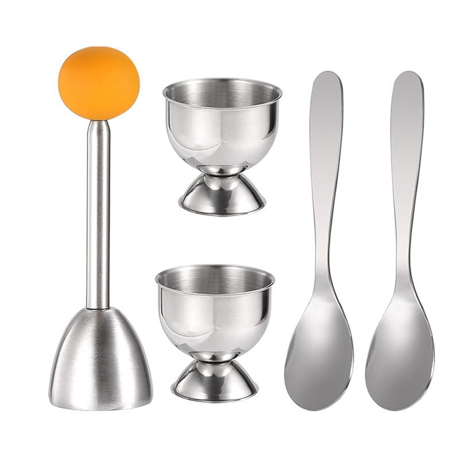 Pceewtyt Egg Topper Set, Stainless Steel Egg Opener, 2 Egg Cups, 2 ...