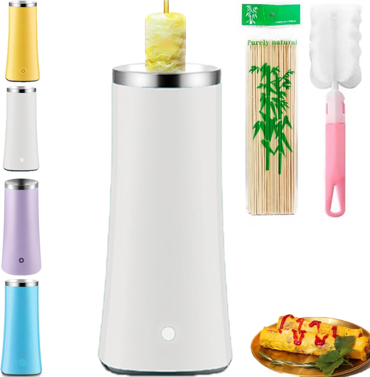 Egg Tube Cooker, Electric Vertical Egg Roll Maker Machine with Bamboo ...