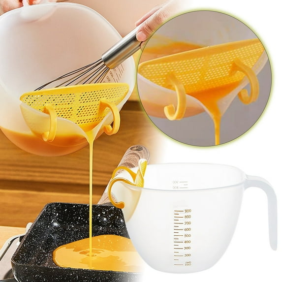 Egg Wash And Batter Mixing Bowl With Fine Mesh Strainer For Baking And ...