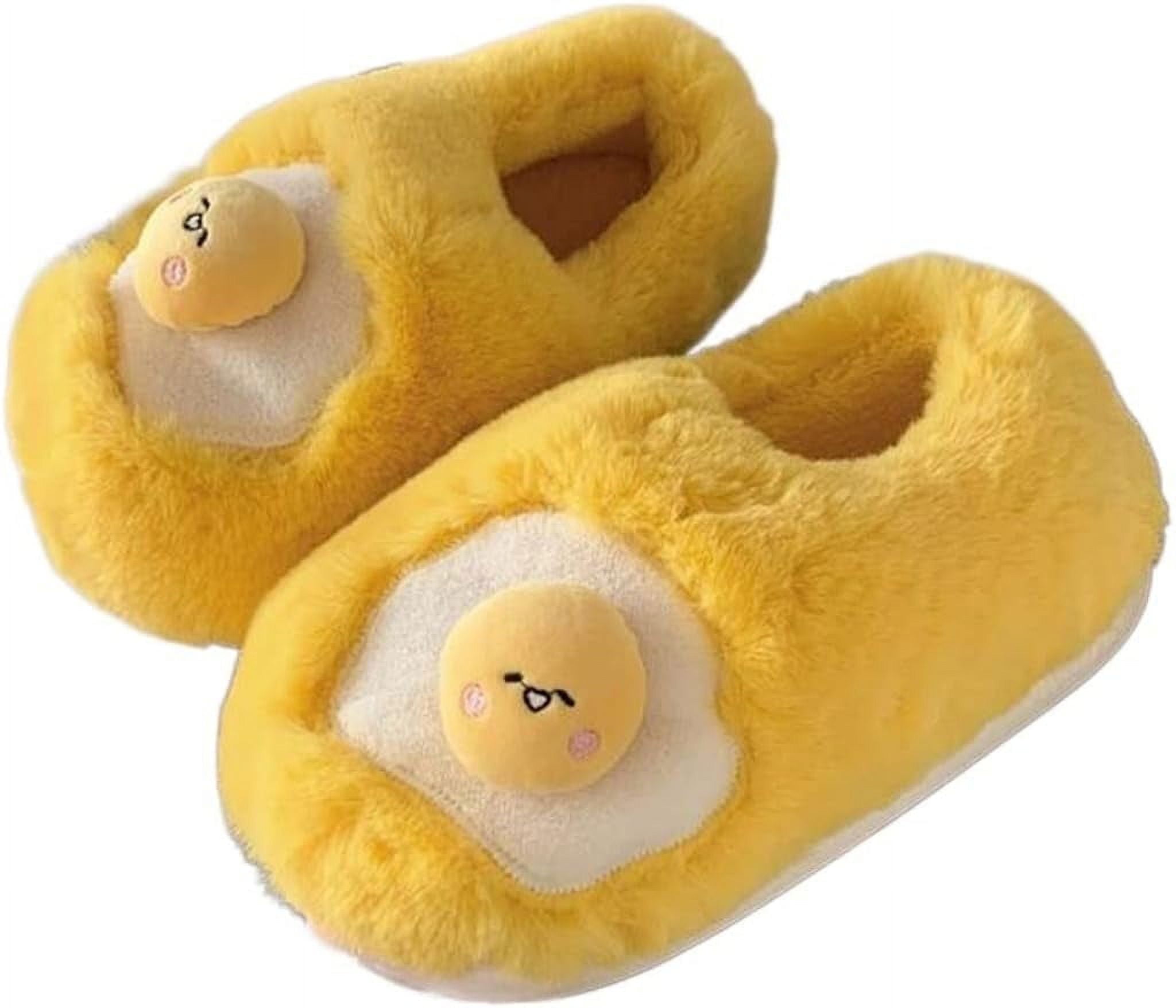 Egg Yolk Cotton Slippers Indoor Warm Plush Moon Shoes Personalized Cute ...