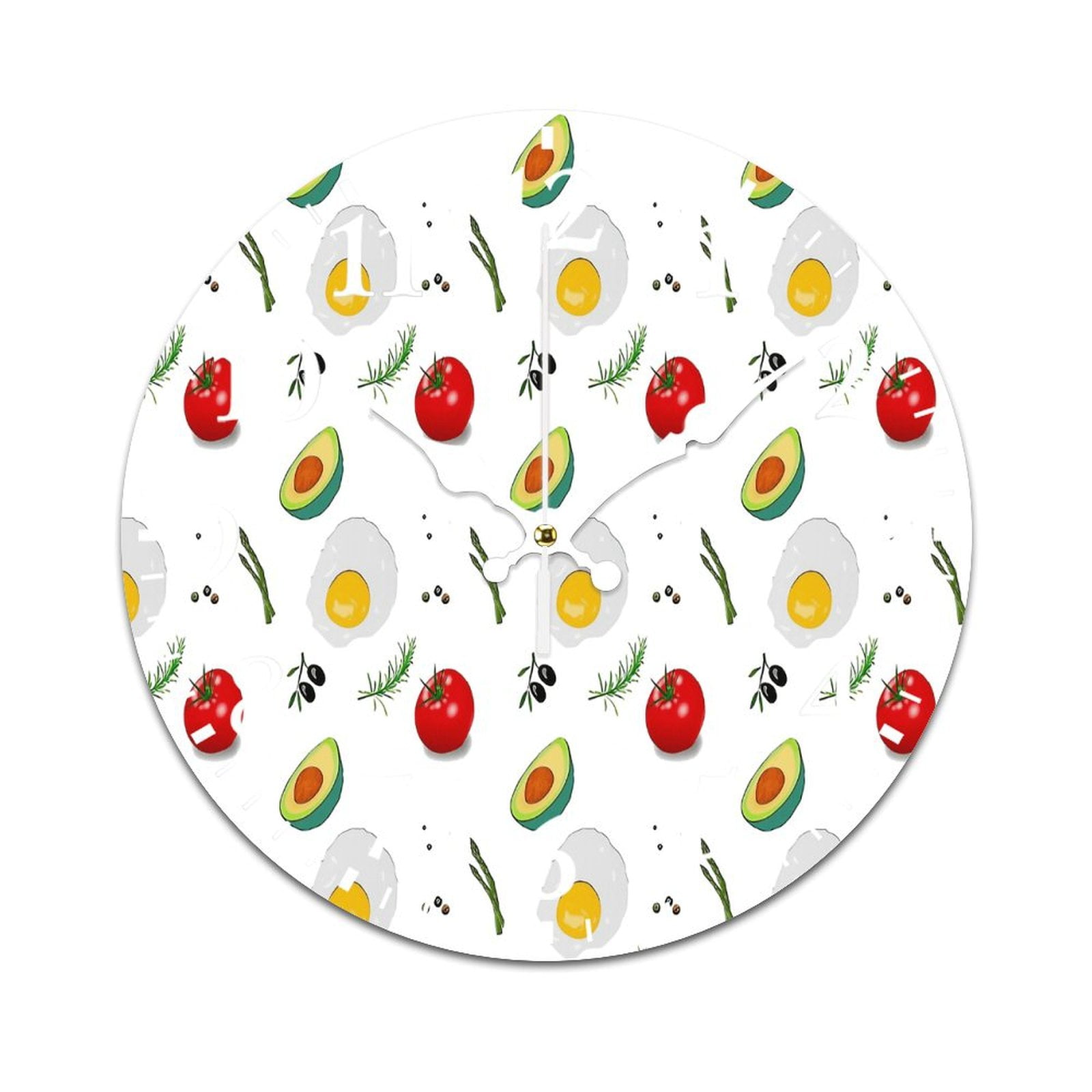 Egg,avocado And Tomato Pattern Wall Clock Modern Design Clocks Wall ...