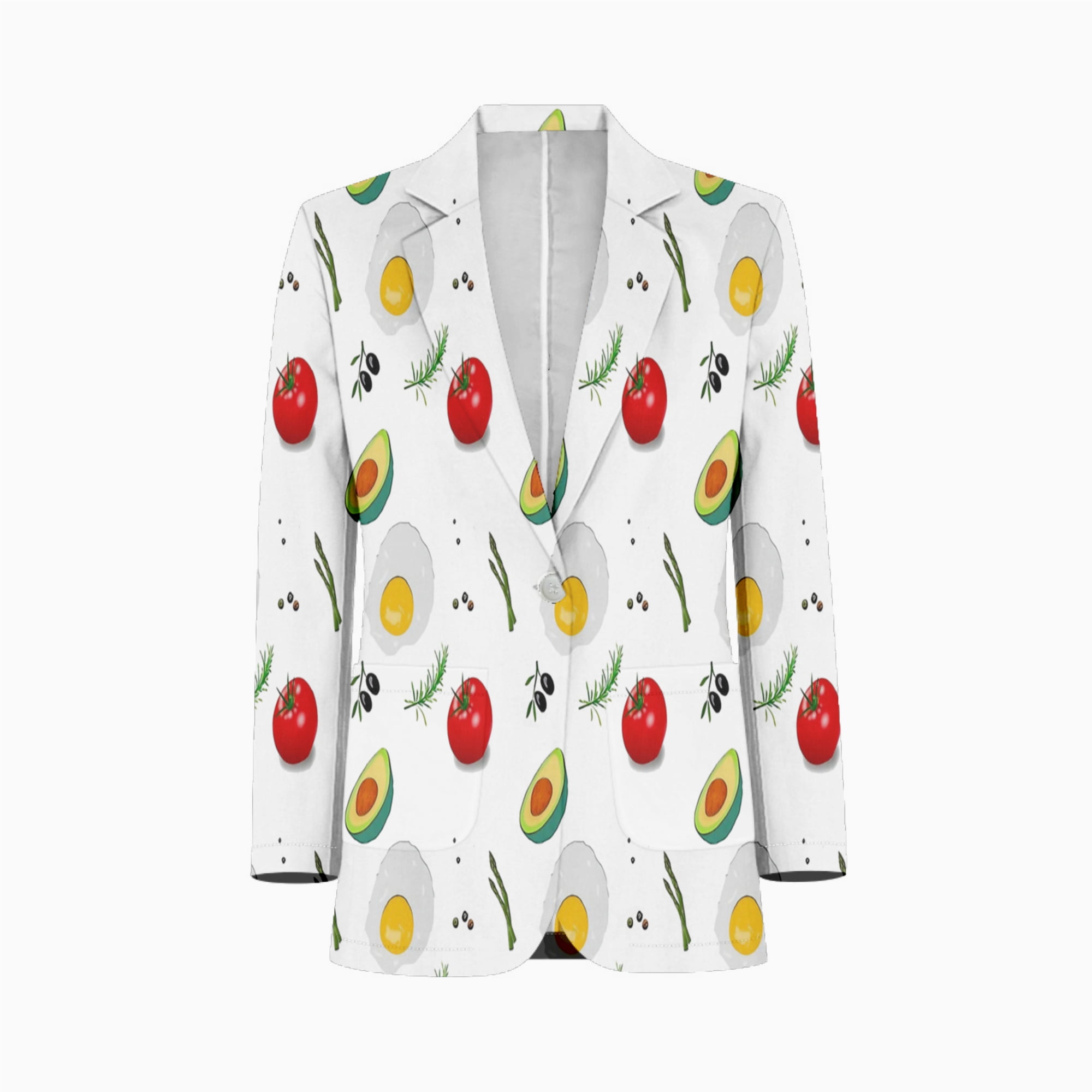 Egg,avocado and tomato pattern Mens Suits Shawl Collar Slim Fit Suit ...