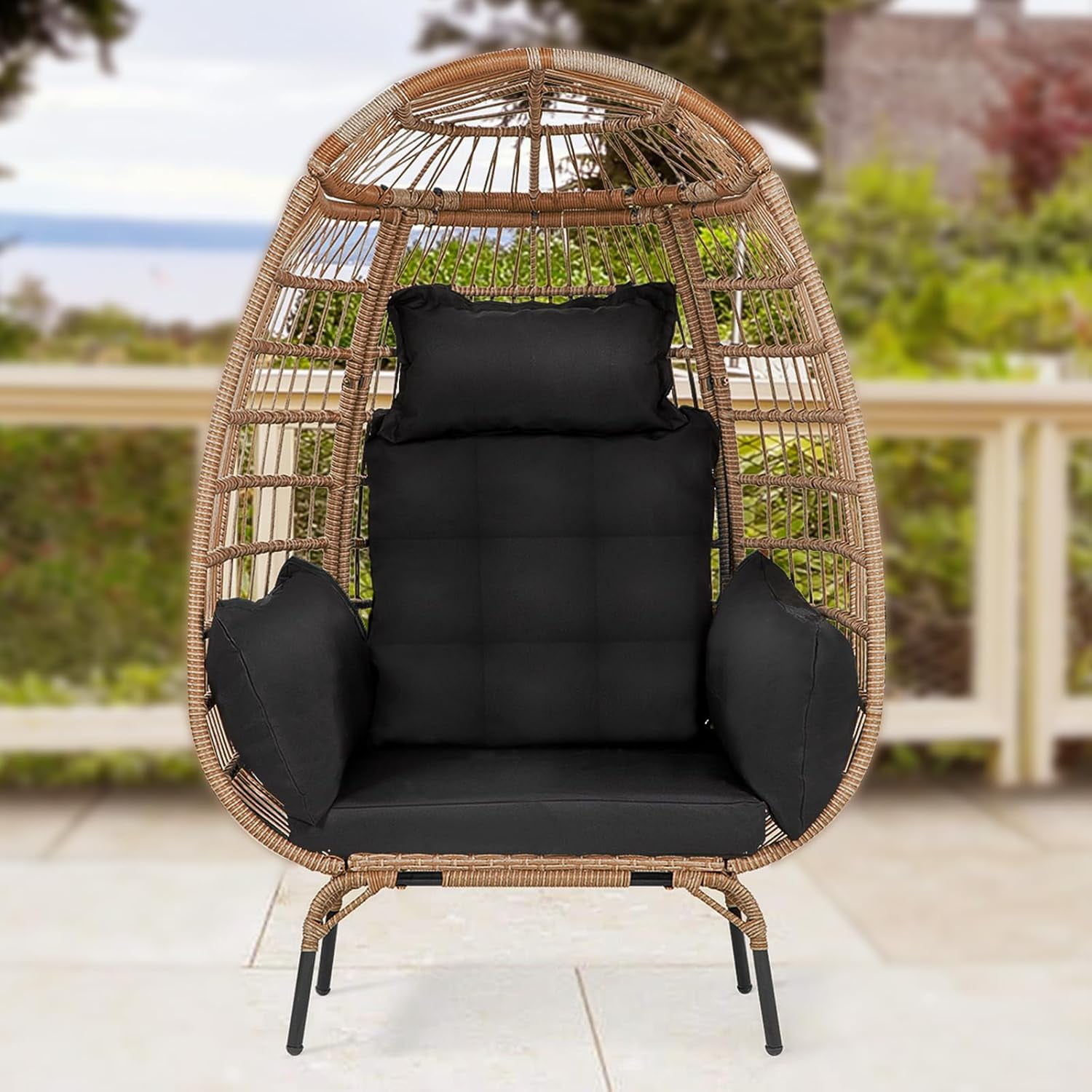 Egg chair,Outdoor Egg Chair for Indoor,Standing Egg chair with 4 white ...