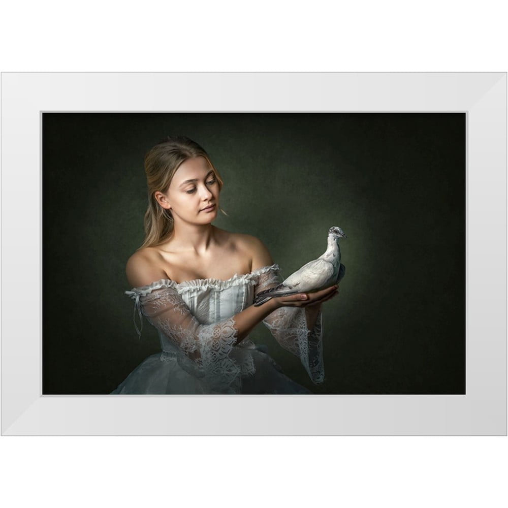 Egger, Marcel 24x17 White Modern Wood Framed Museum Art Print Titled - Pigeongirl - Walmart.com