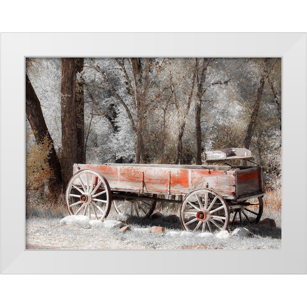 Eggers, Julie 32x25 White Modern Wood Framed Museum Art Print Titled - Colorado Old red wagon ...