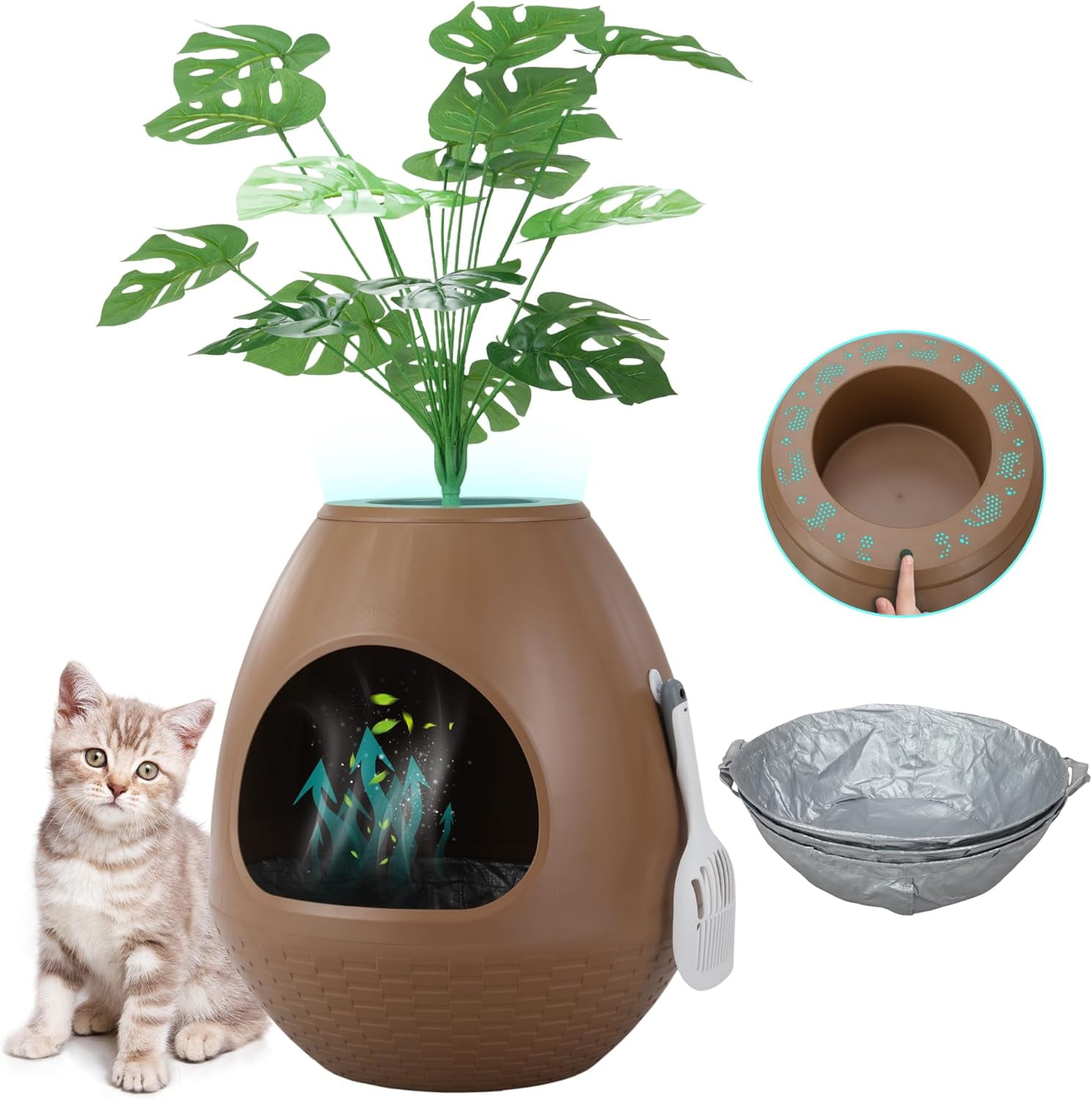 Eggloa6 Cat Litter Box Enclosure – Secret Hidden Litter Box with Odor ...