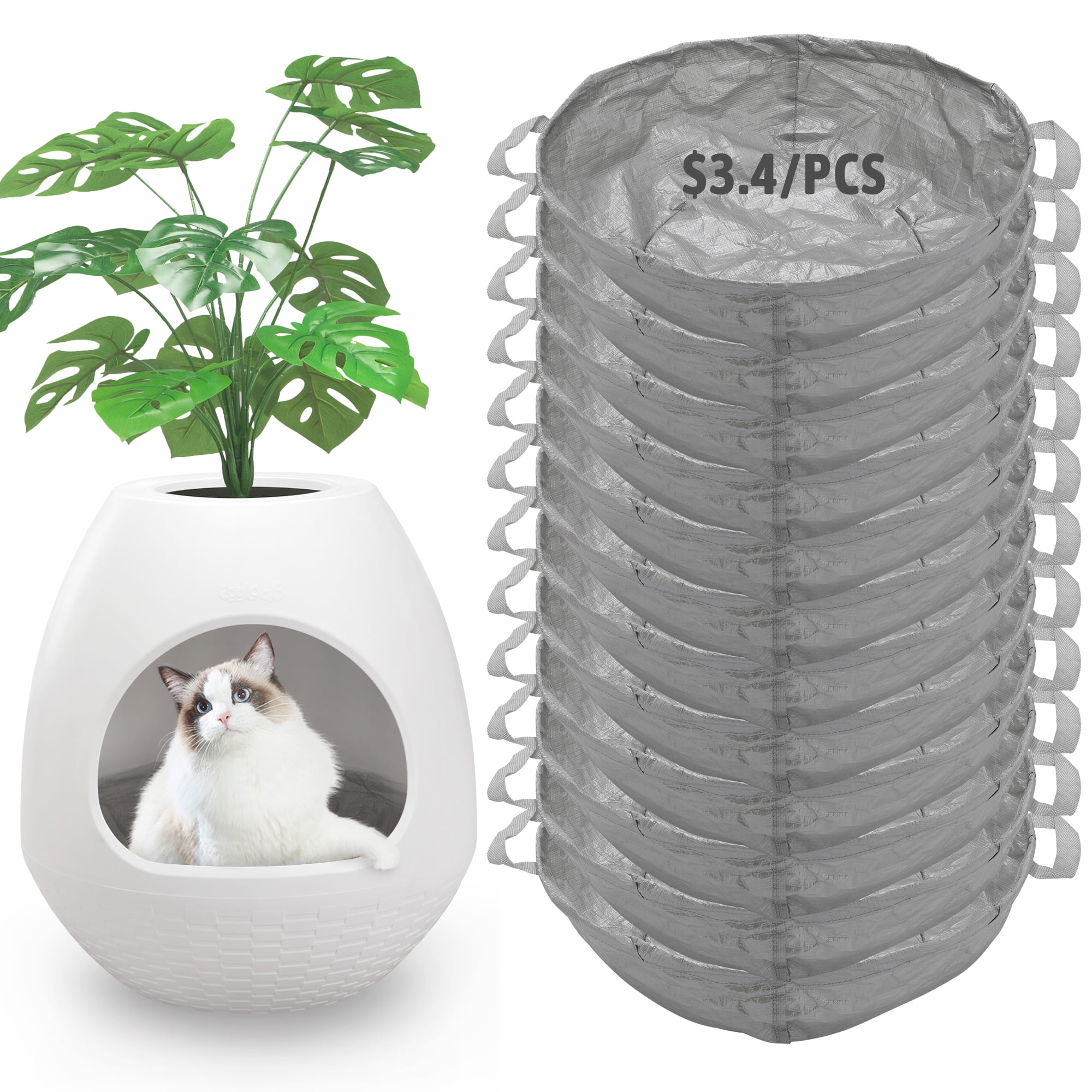 Eggloa6 Cat Litter Box Liners Foldable Cat Litter Bag Fit for Most ...