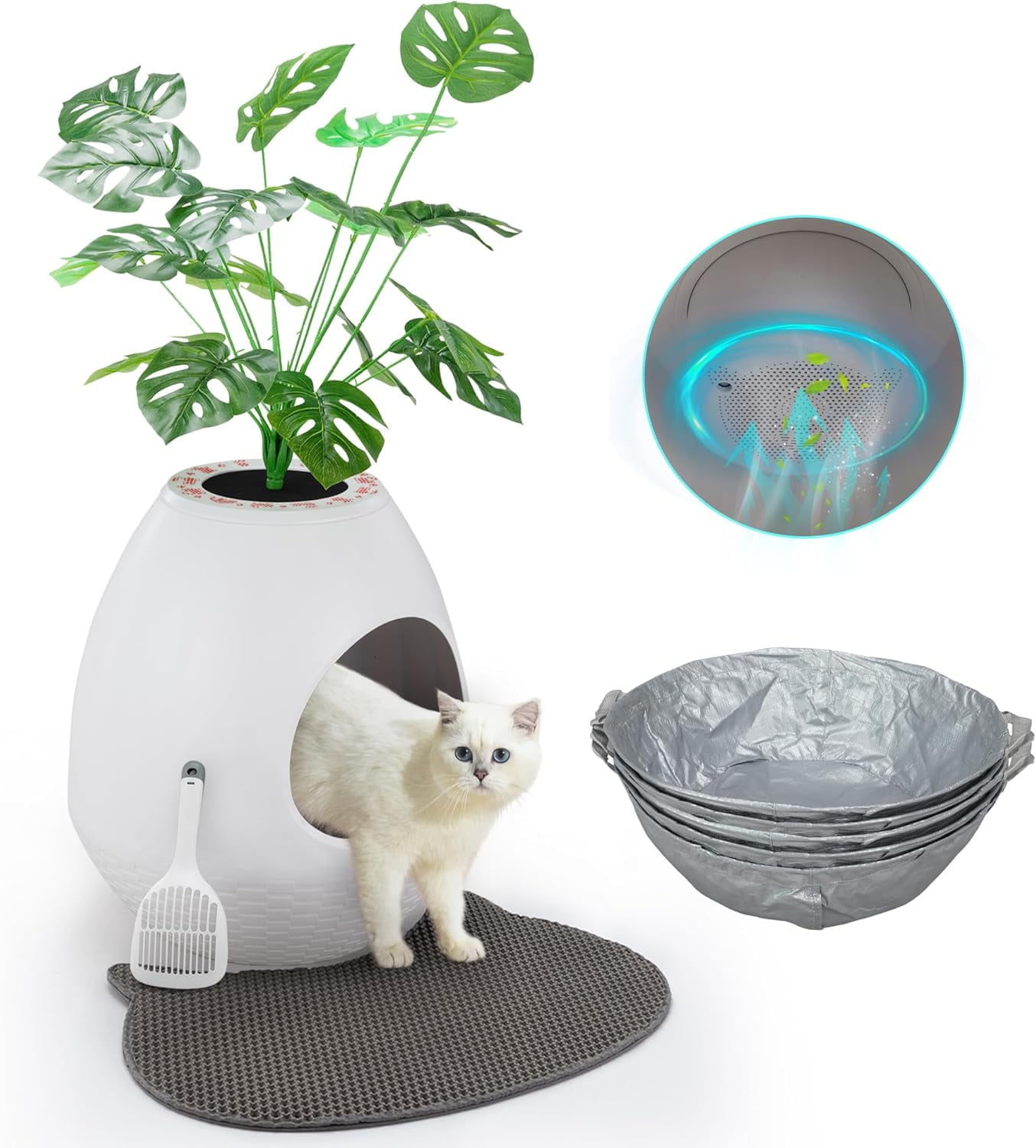 Eggloa6 Litter Box Cat Litter Box Enclosure Extra Large Hidden Litter ...