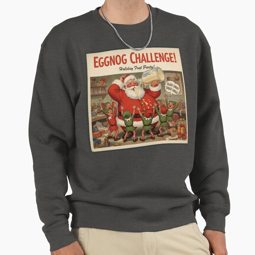 Eggnog Chug Challenge Unisex Sweatshirt Funny Christmas Retro Vintage ...