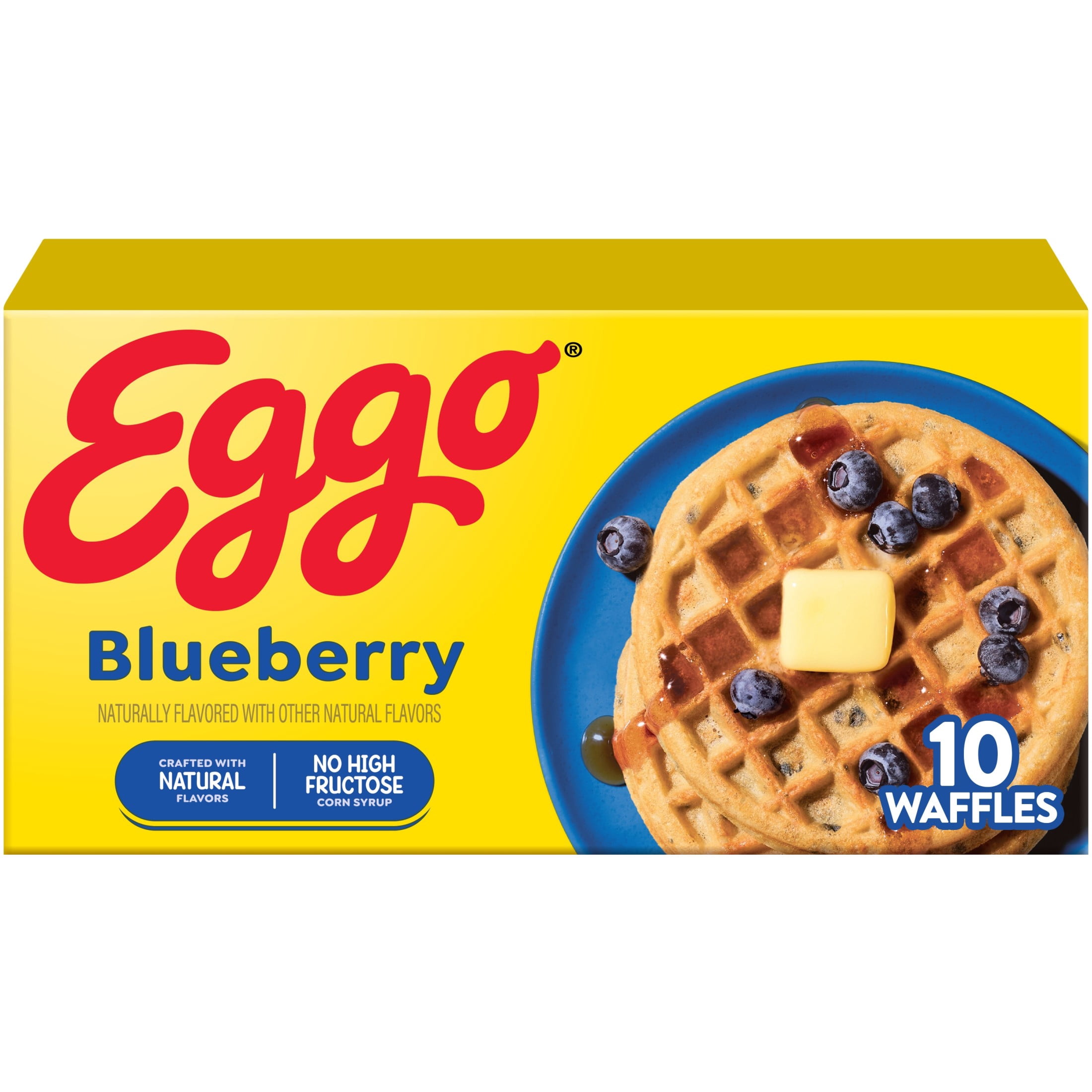 Kellogg's Eggo Fluffy Blueberry Waffles, Frozen Breakfast, 10 Count, 12 ...