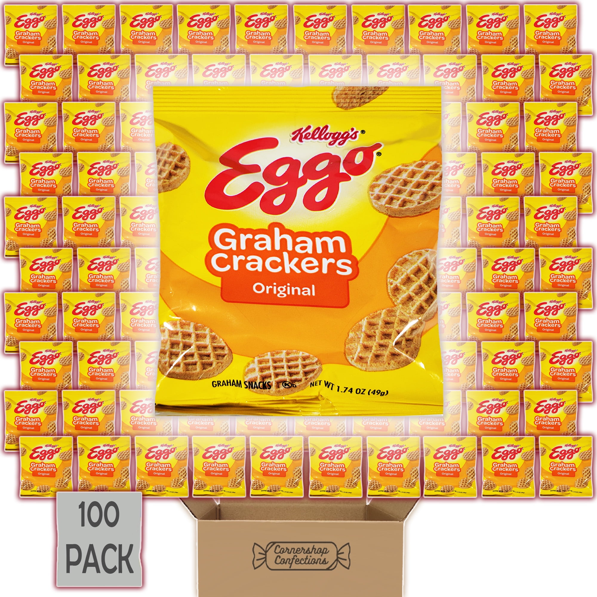 Eggo Graham Crackers Snacks Bulk Pack - Original - 100 Individually ...