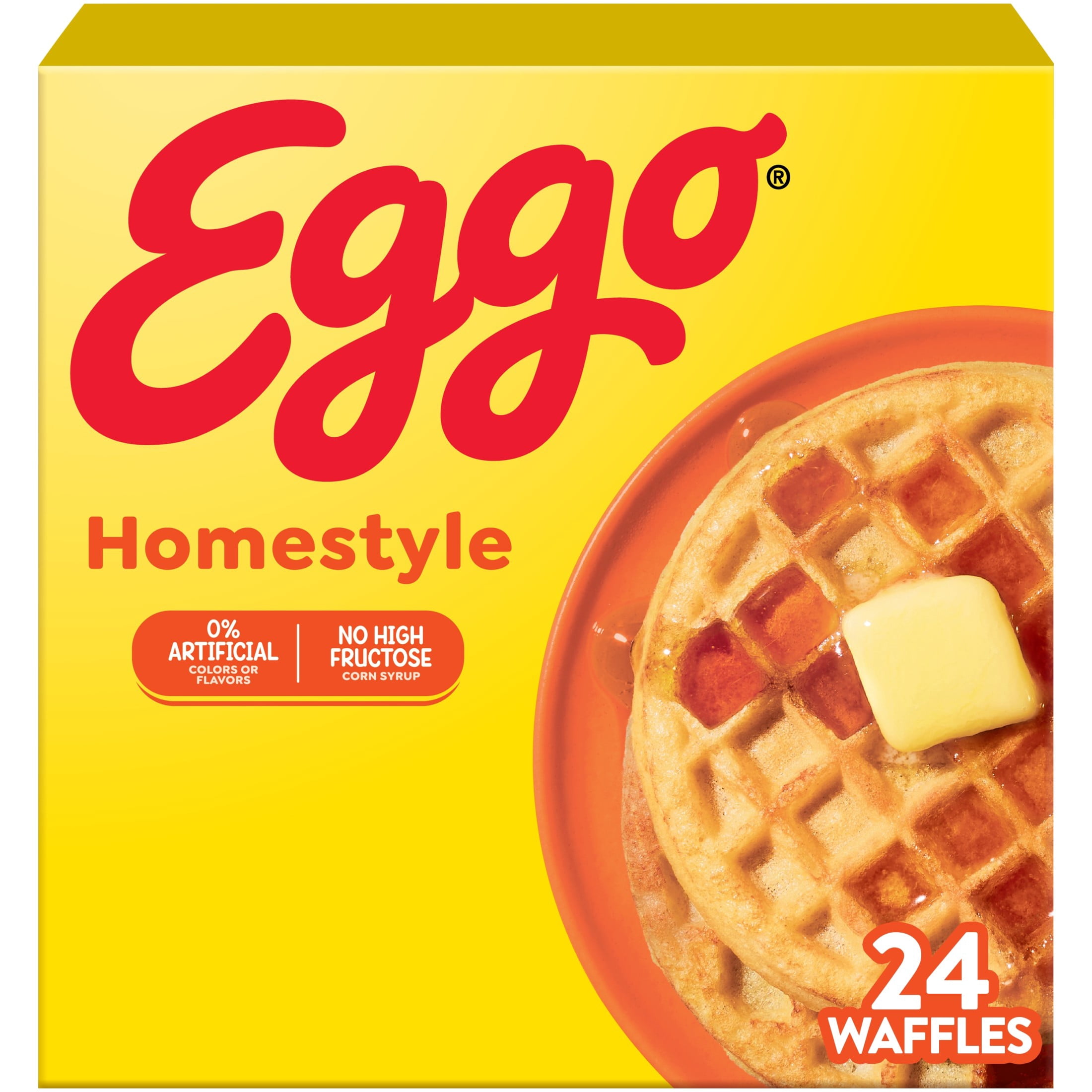 Eggo Frozen Homestyle Waffles 29.6 oz 24 Count Breakfast Crispy Fluffy ...