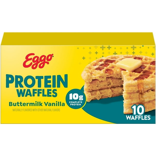 Eggo Protein Buttermilk Vanilla Waffles, Frozen Breakfast, 12.3 oz, 10 ...