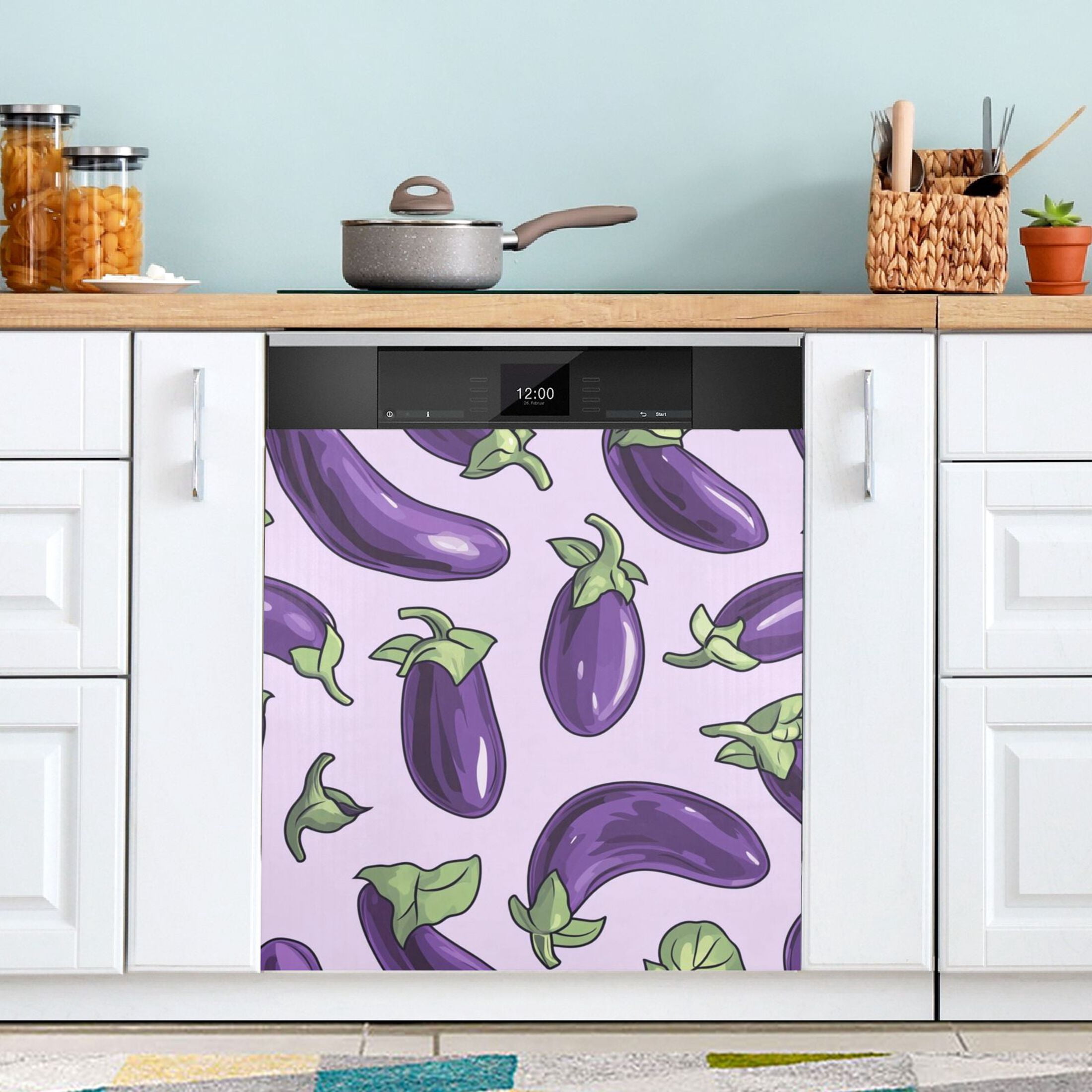 Eggplant Dishwasher Magnet Cover Reuseable Refrigerator Magnet Cover ...