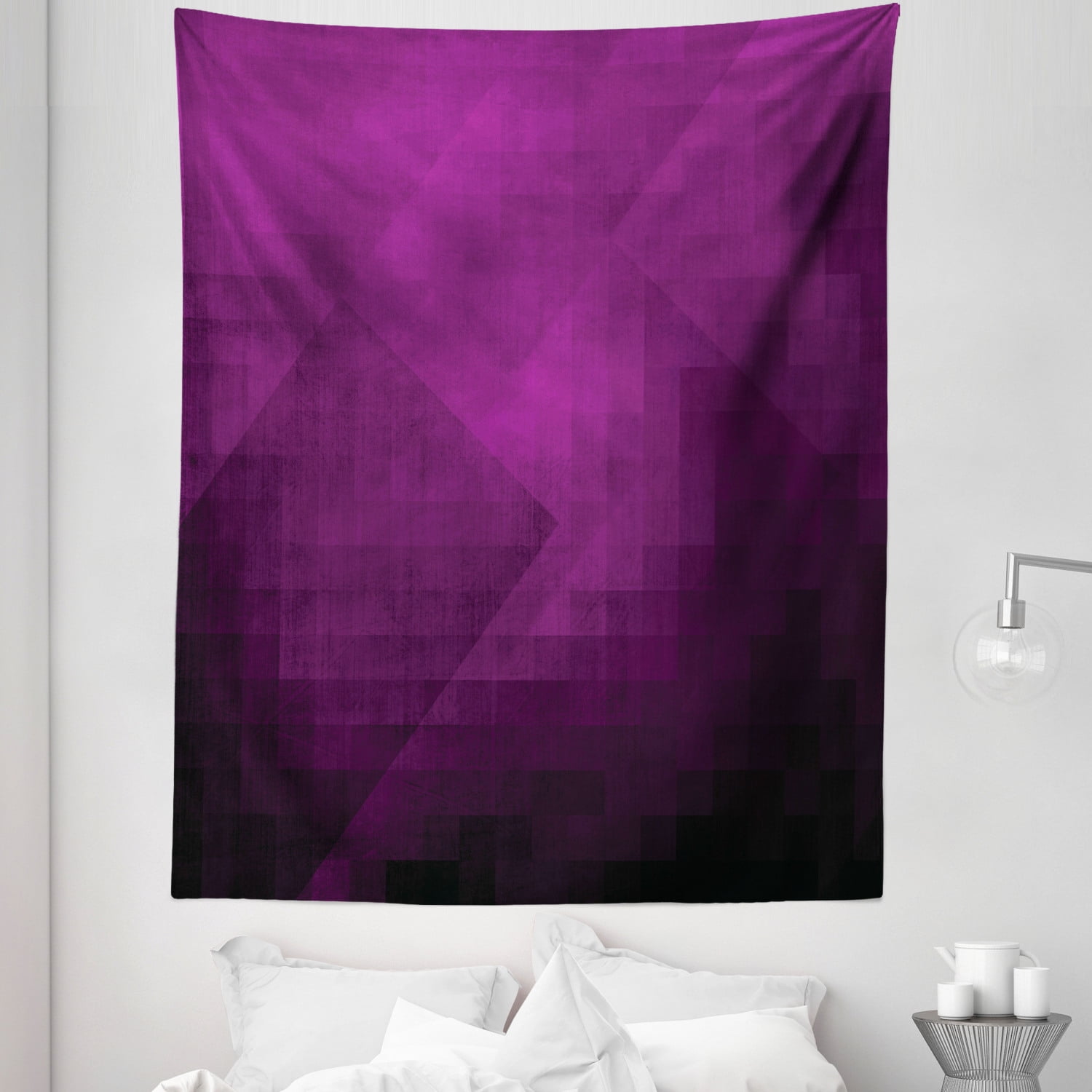 Eggplant Tapestry, Abstract Colored Squares in Faded Color Scheme ...