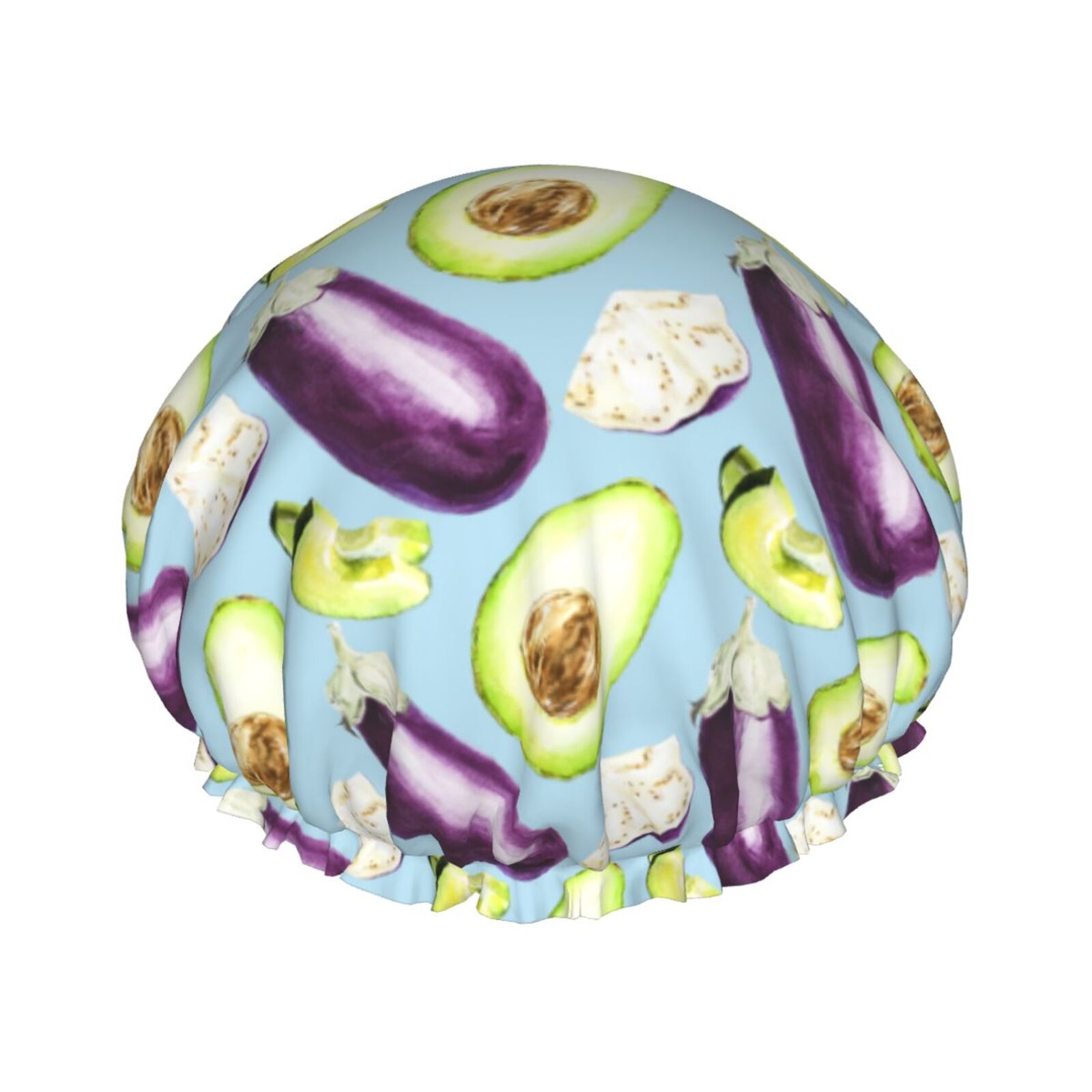 Eggplant avocado Shower Cap Reusable Waterproof, Double Waterproof ...