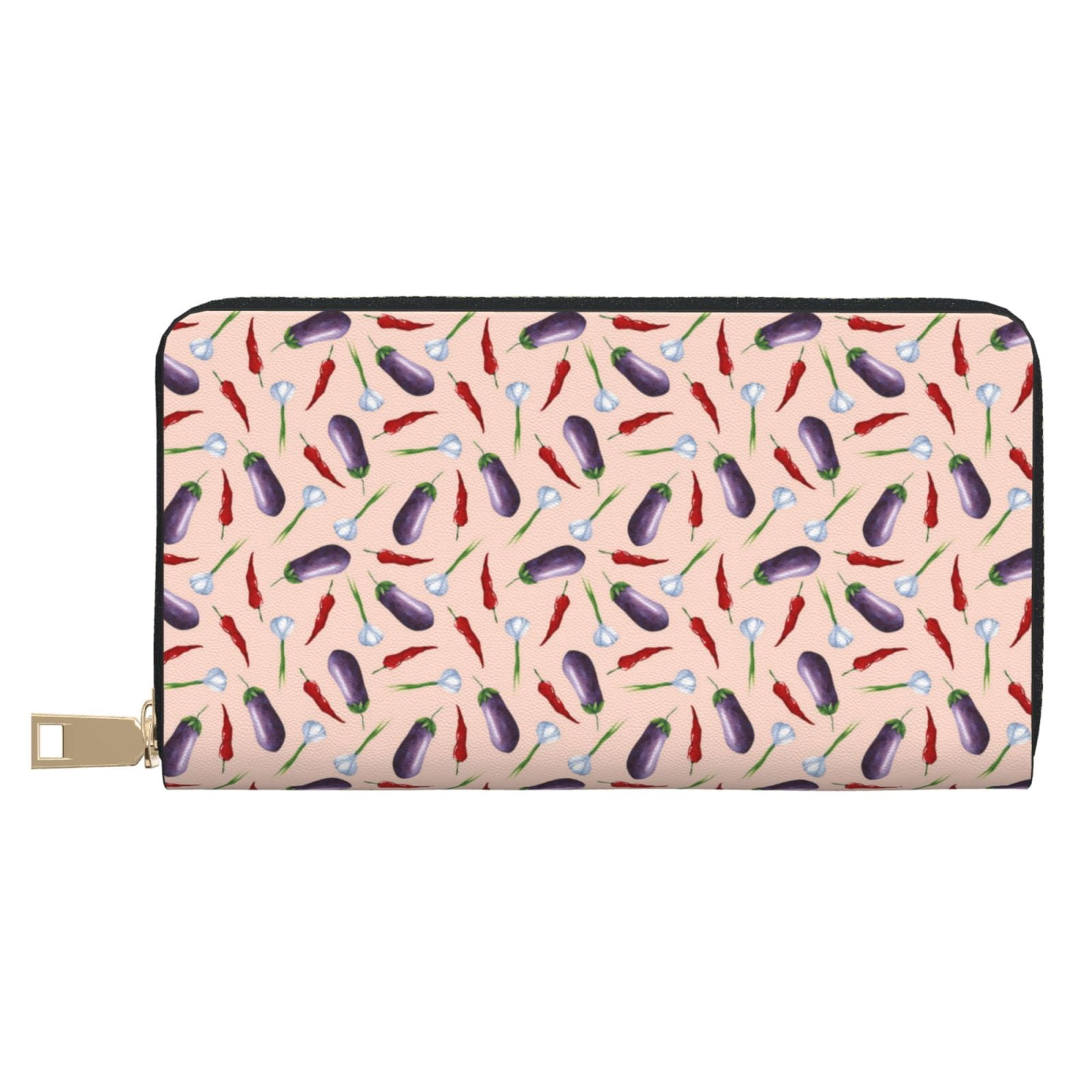 Eggplant garlic chili Wallet Women, Leather Bifold Multi Card Wallet ...