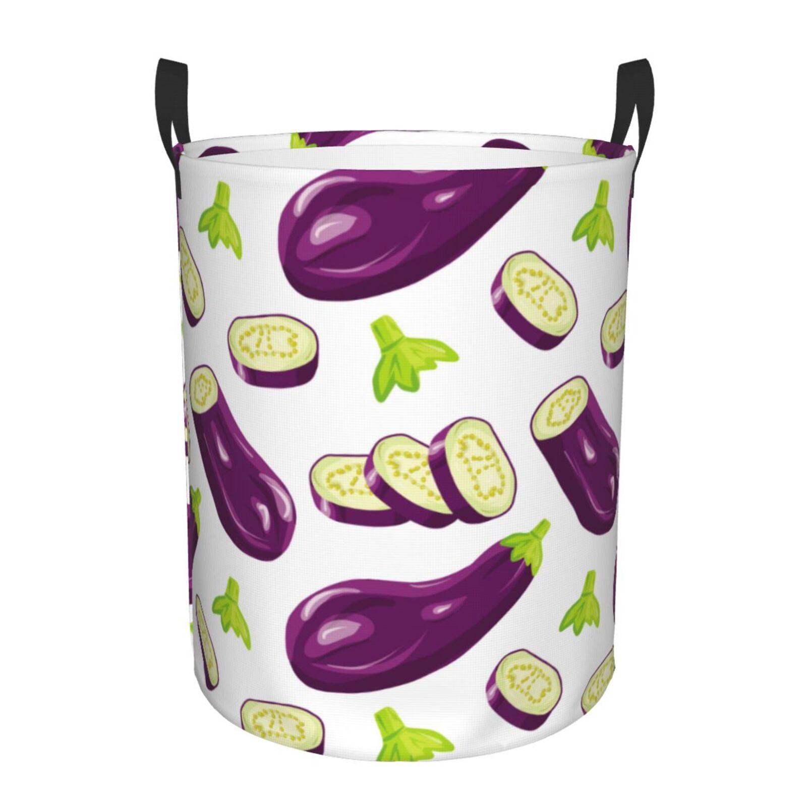 Eggplant slices purple Laundry Basket, Laundry Hamper Waterproof ...
