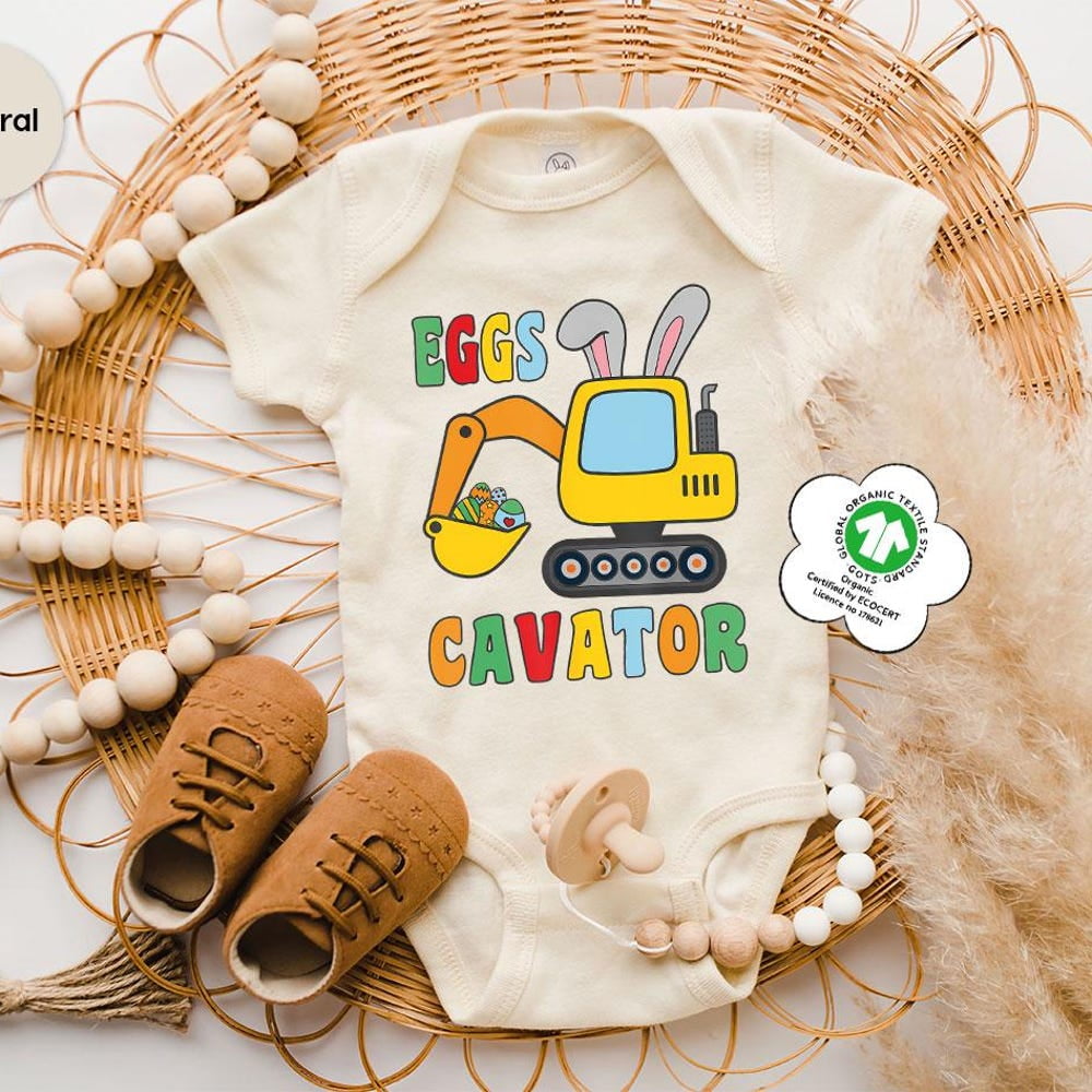 Eggs-Cavator Kids Shirt, Easter Egg Hunt Apparel Baby Bodysuits, Easter ...