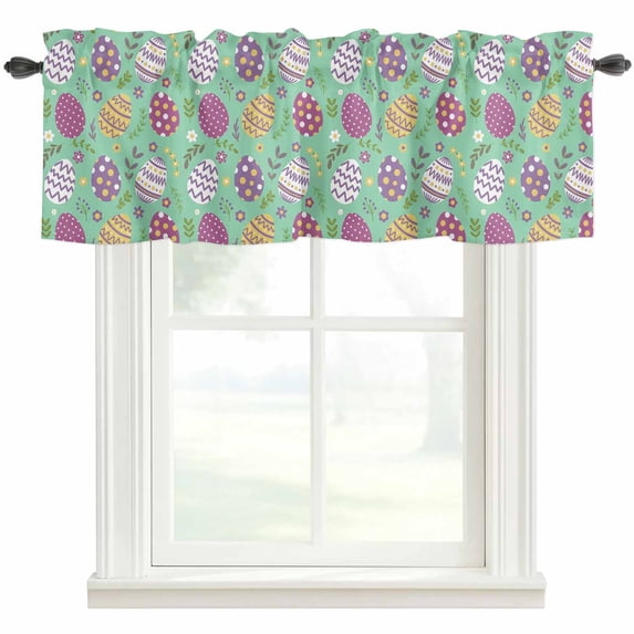 Eggs Easter Rod Pocket Curtain Valance, Elegant Pastoral Spring Floral ...