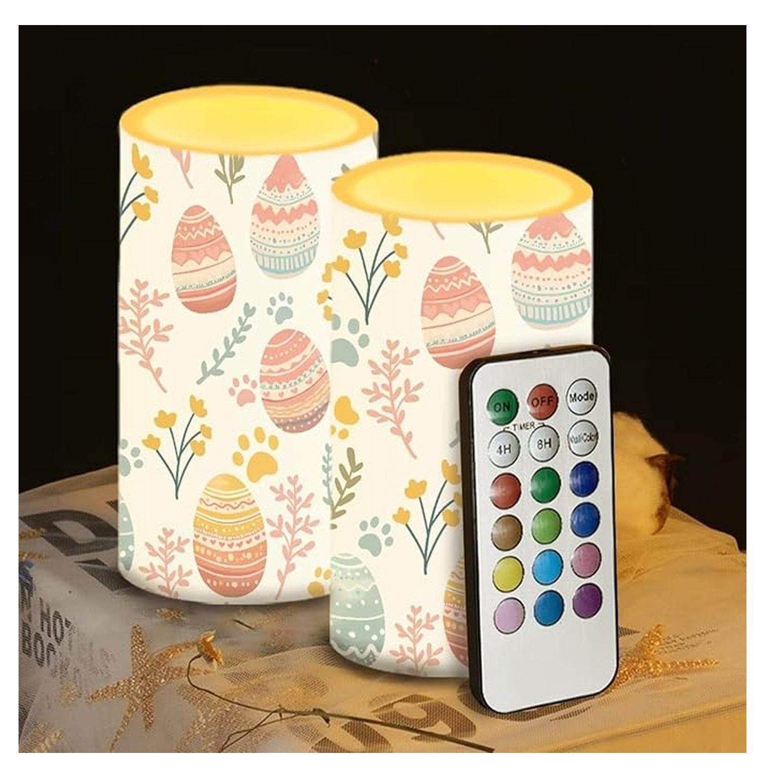 Eggs Leaves Flickering Flameless Candles Easter Candles Battery ...
