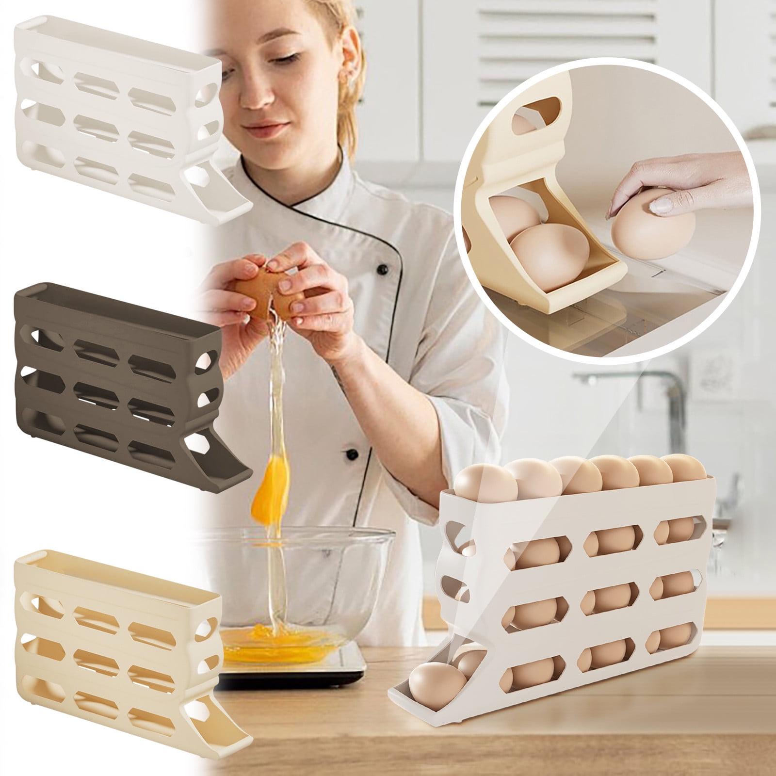 Eggs Preservation Rack, Rolling Side Door Storage, Adjustable Capacity ...