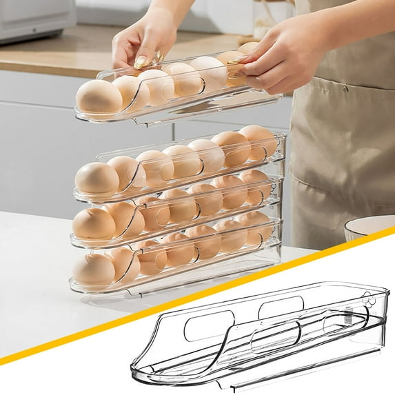 Eggs Storage Box With Side Door, 7-Capacity Rolling Egg Dispenser And ...